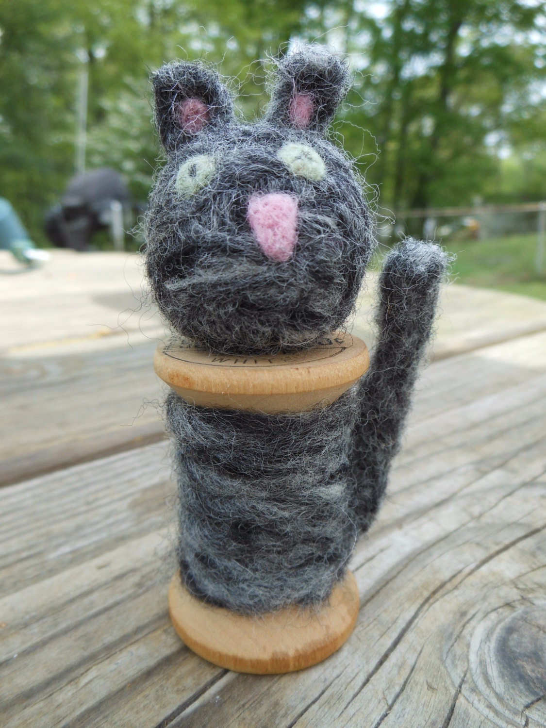 Needle Felted Wool Cat Figure Vintage Spool - Etsy