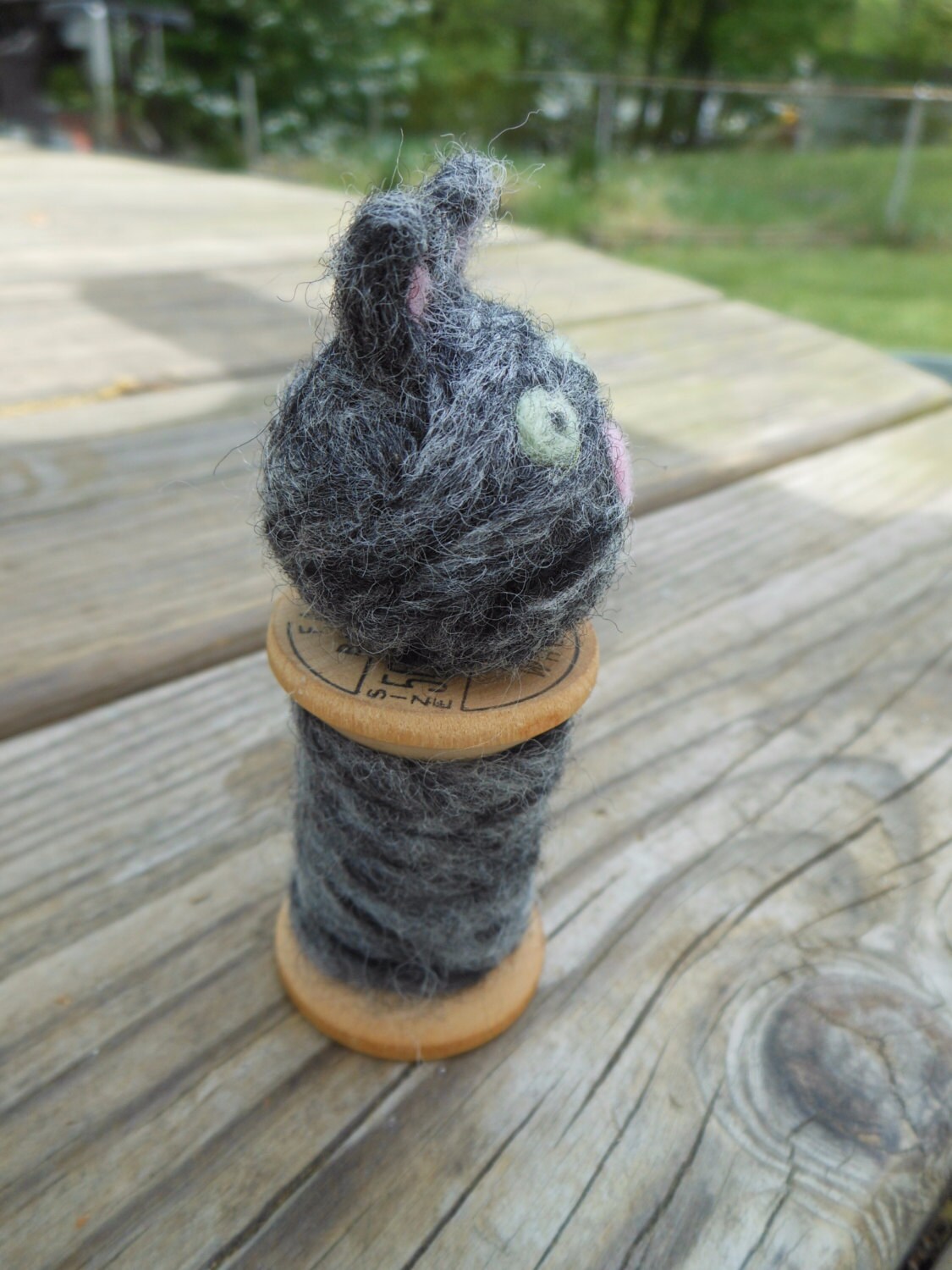 Needle Felted Wool Cat Figure Vintage Spool - Etsy
