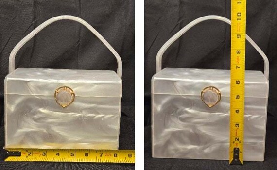Stylecraft Miami Lucite Mother of Pearl Box Handbag -… - Gem
