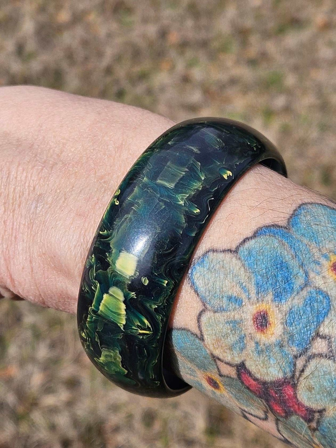 Bakelite - Rare Blue Moon Marbled Color Bracelet Bangle - Tested ...