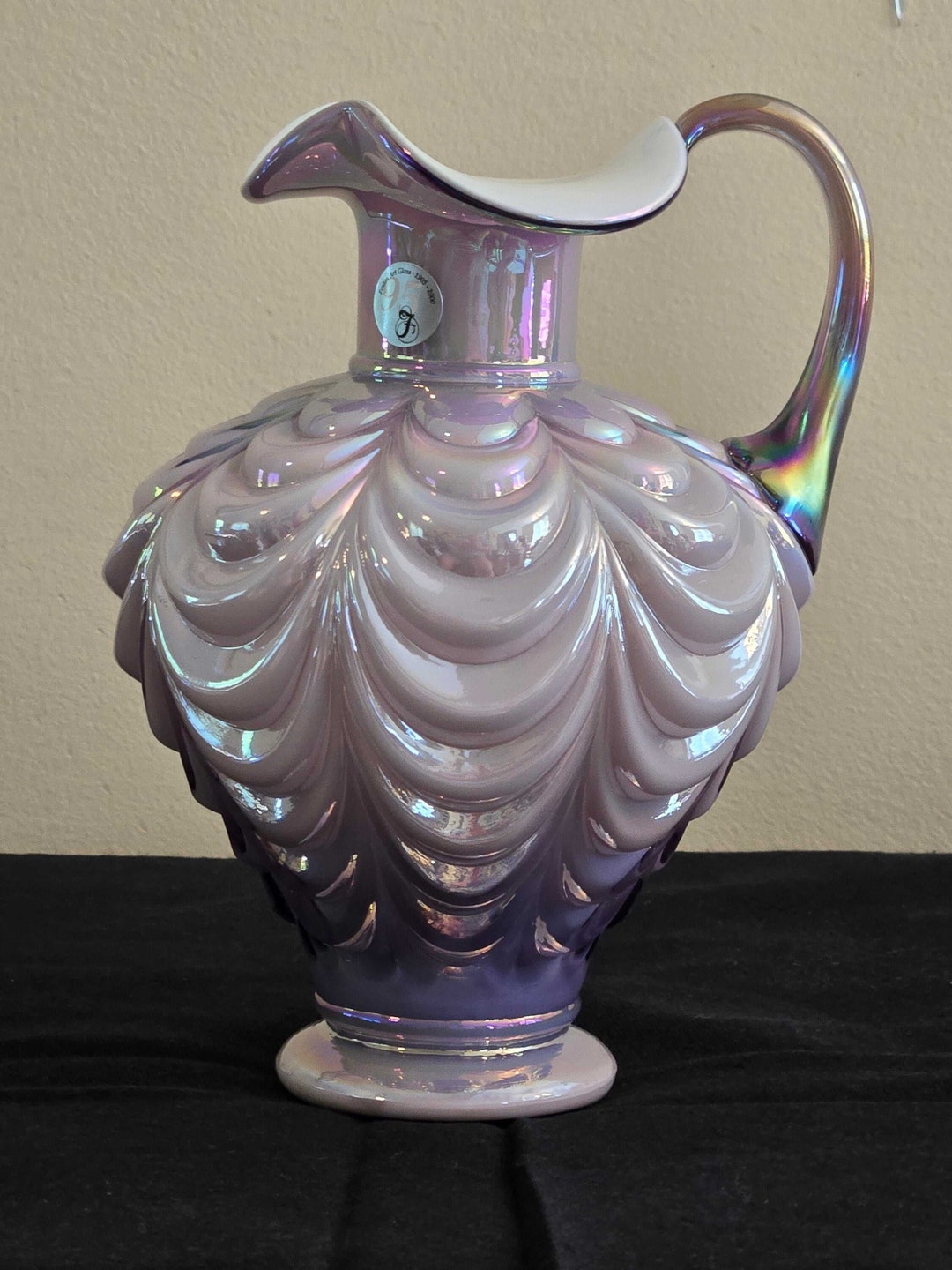 Fenton Lavender Drapery Pitcher 7 1/2 Tall 95th Anniversary Sticker ...