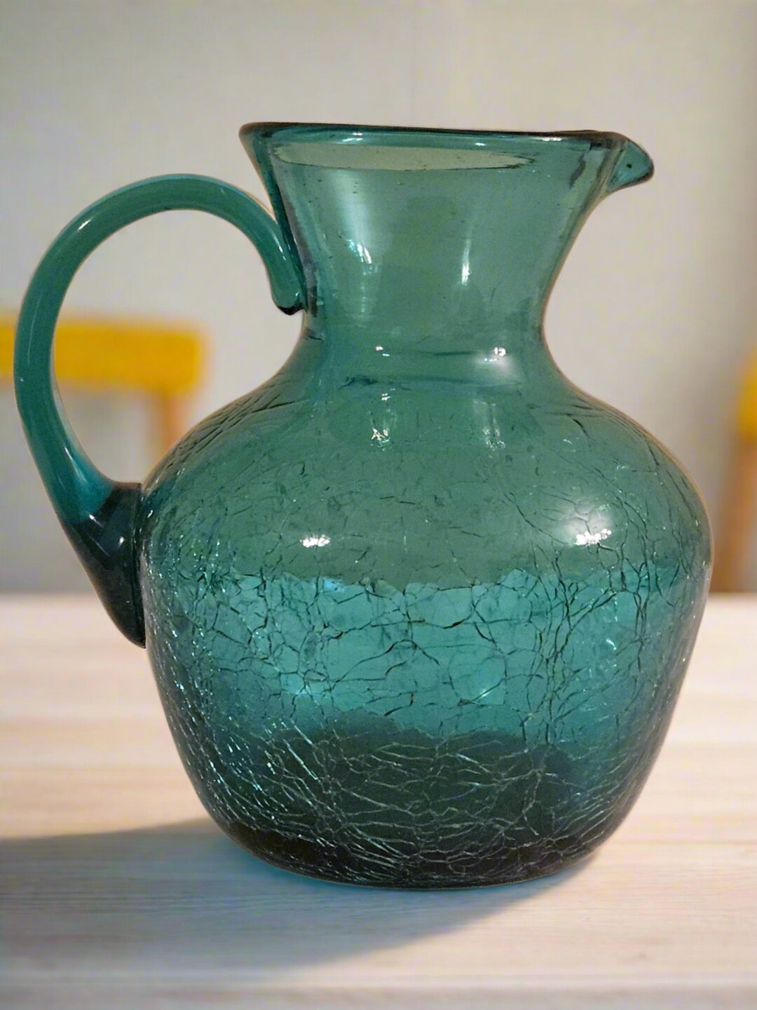 Rainbow Glass Pitcher - Blue/green Aqua - Crackled Glass - MCM - Etsy