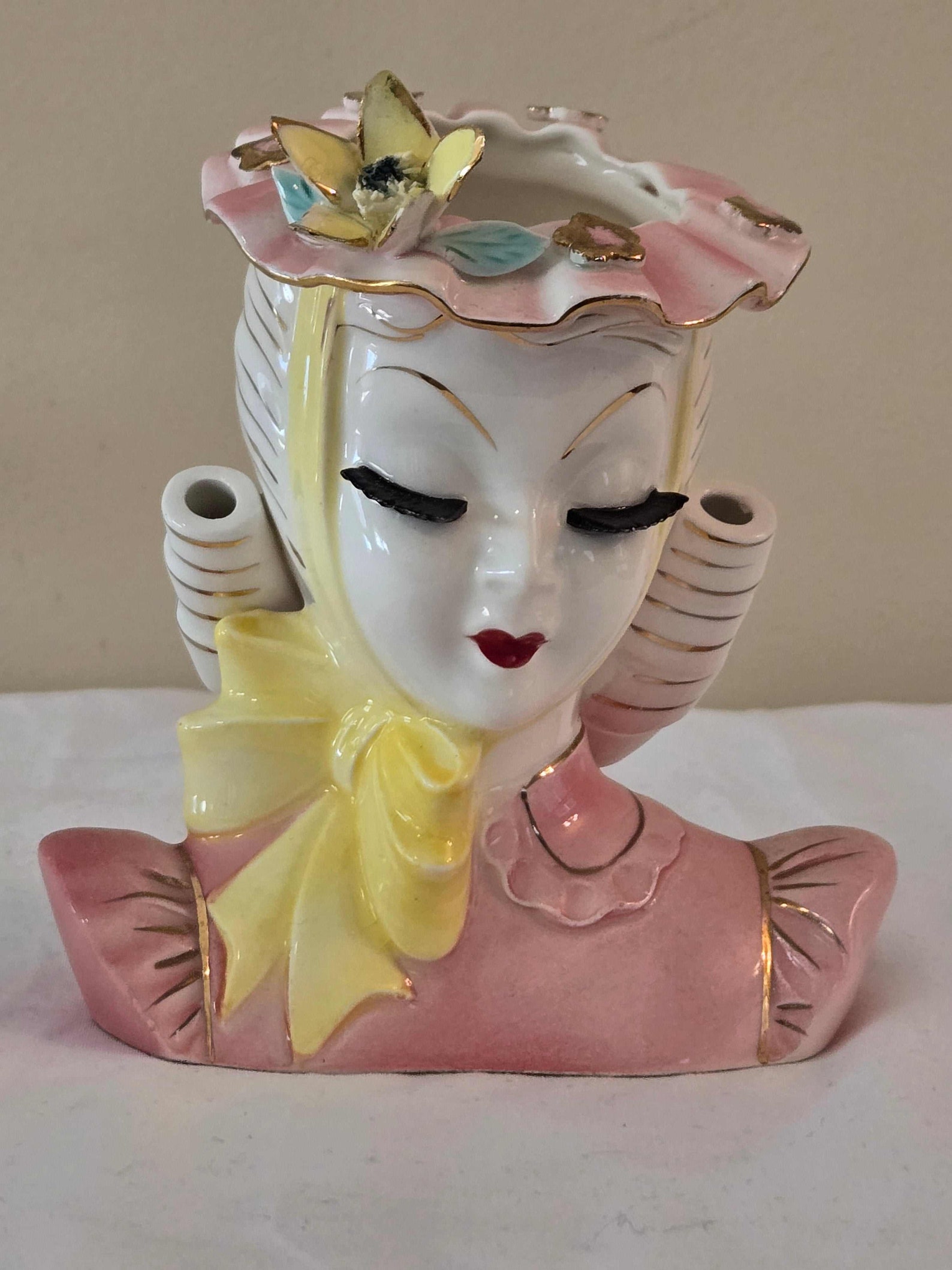 Lefton Pink Barbara Head Vase Large 6 Inch Vintage - Etsy