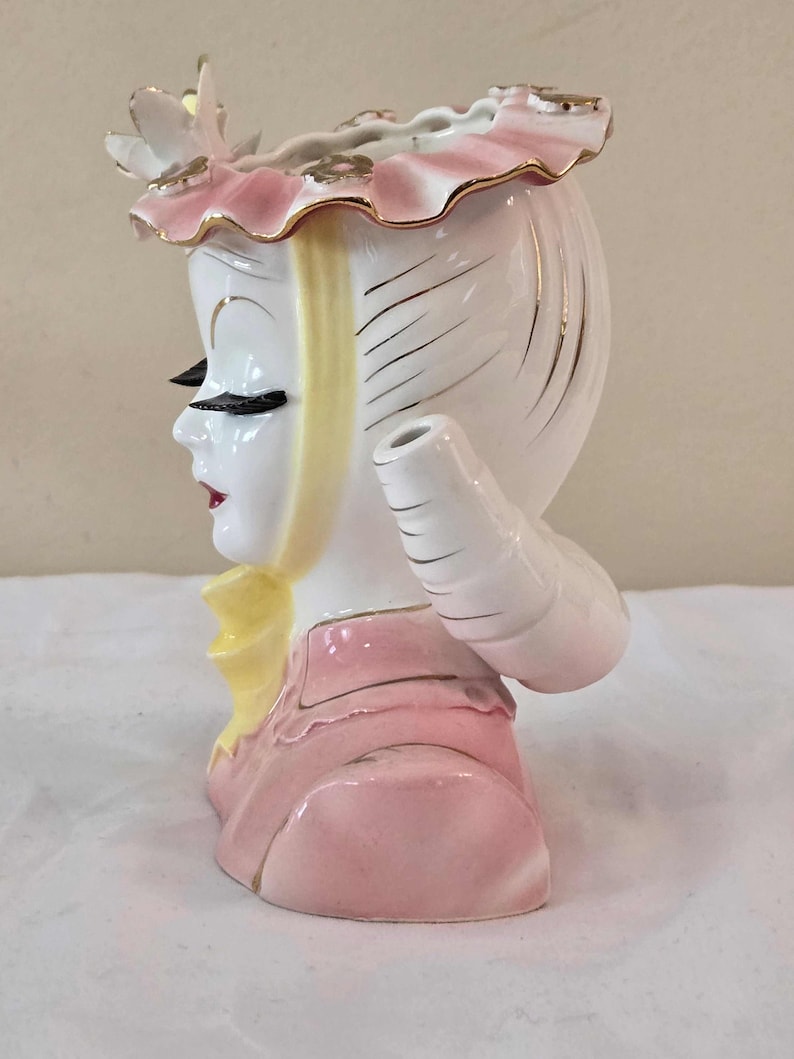 Lefton Pink Barbara Head Vase Large 6 Inch Vintage - Etsy