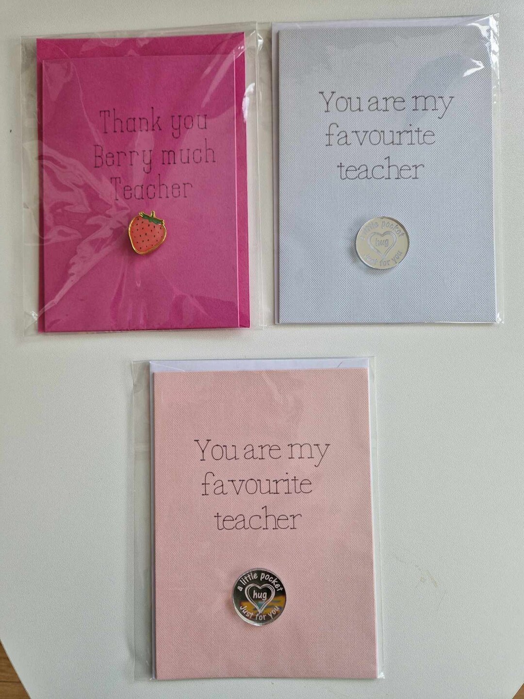 Teacher Greeting / Thank You Cards Handmade With Pin Badge - Etsy