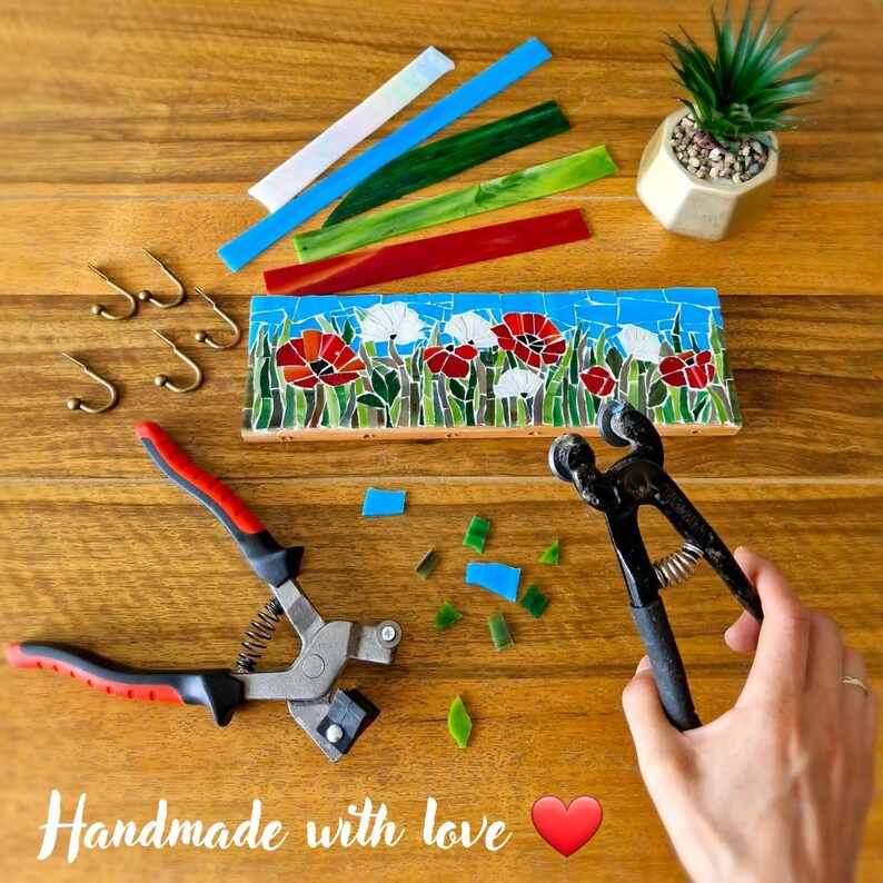 Key Holder for Wall Cute Flowers Unique Key Hooks Mosaic Flowers Key ...