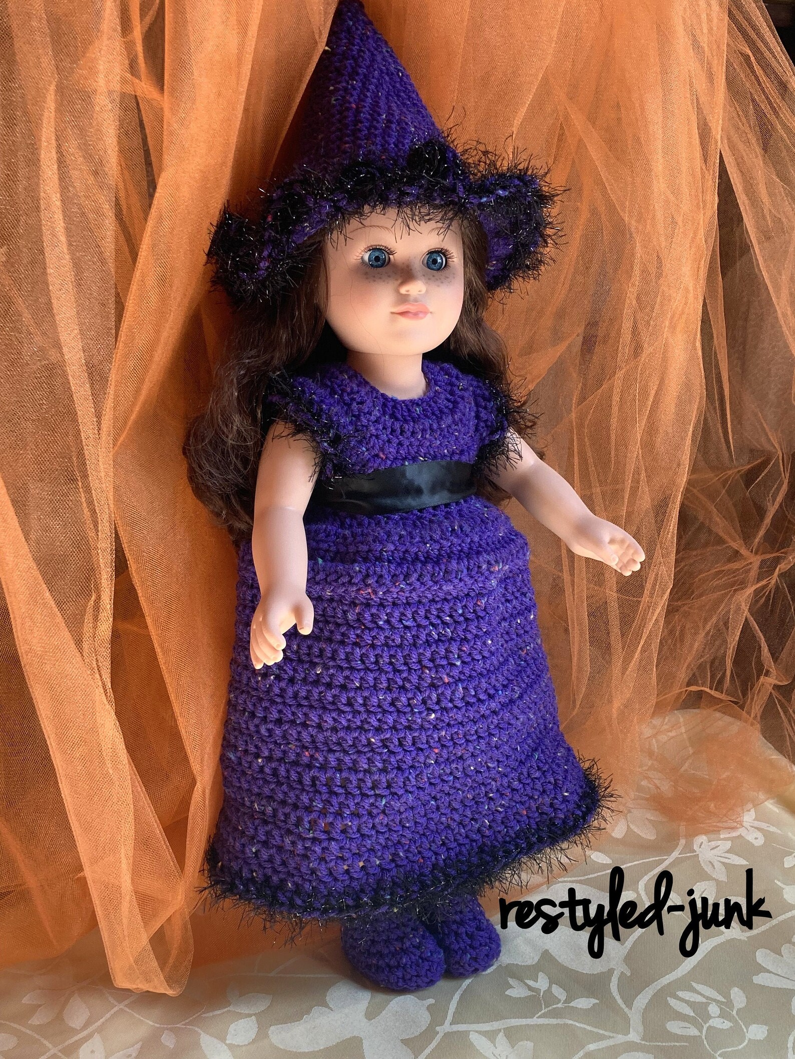 Crochet Pattern: Witch Dress-witch Hat-witch Boots for 18" Doll ...