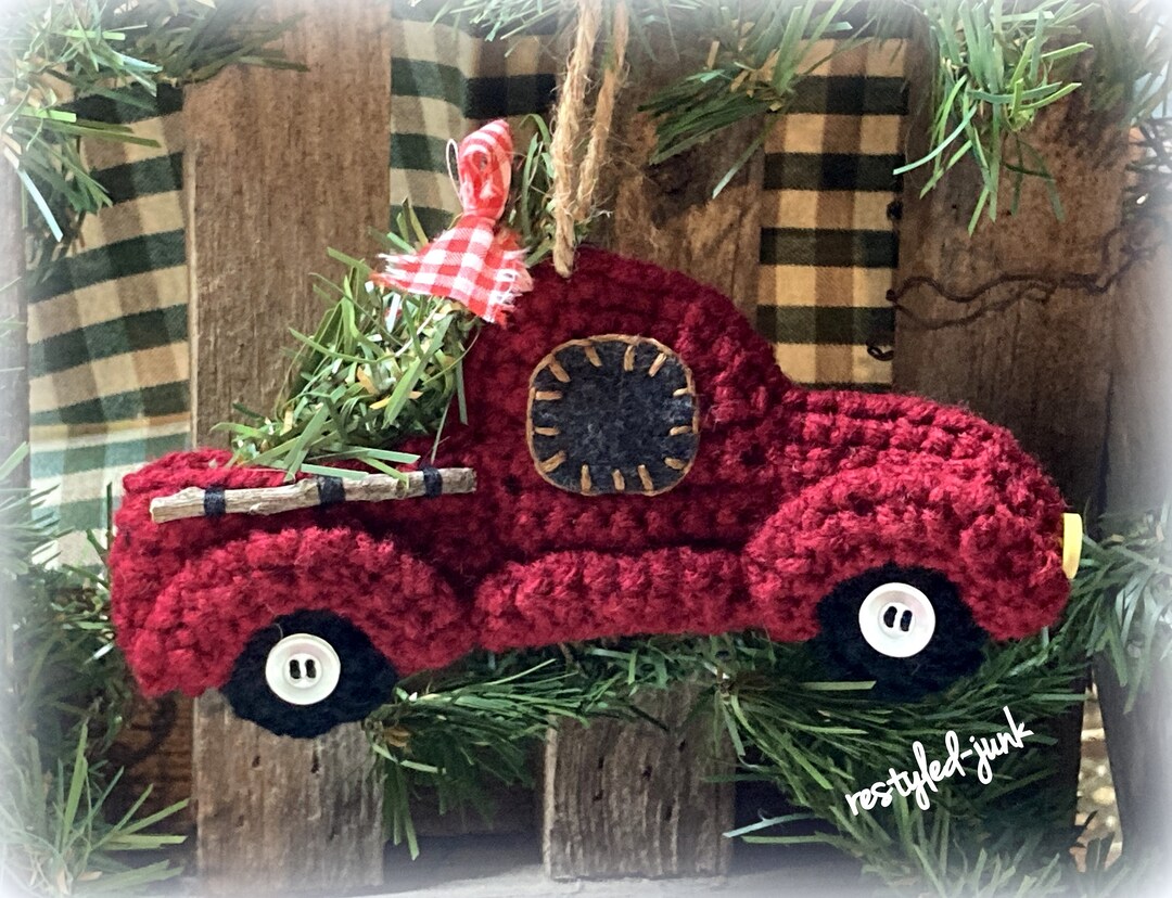 Crochet Red Christmas Truck Ornament Pattern, Instant Download PDF ...