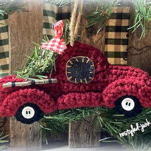 Crochet Red Christmas Truck Ornament Pattern, Instant Download PDF ...