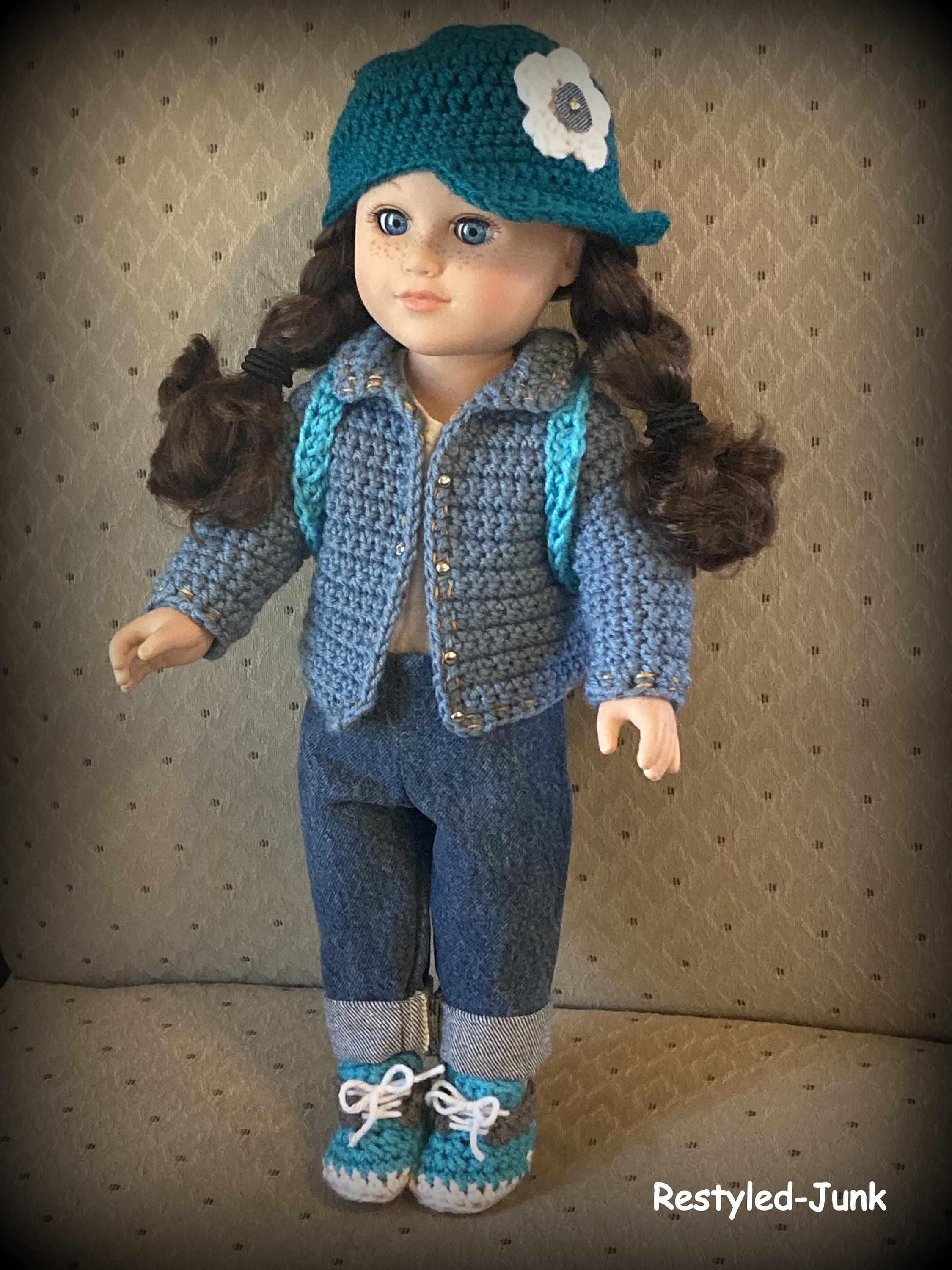 Crochet Pattern: Jean Jacket, Baseball Cap, Backpack and High Top ...