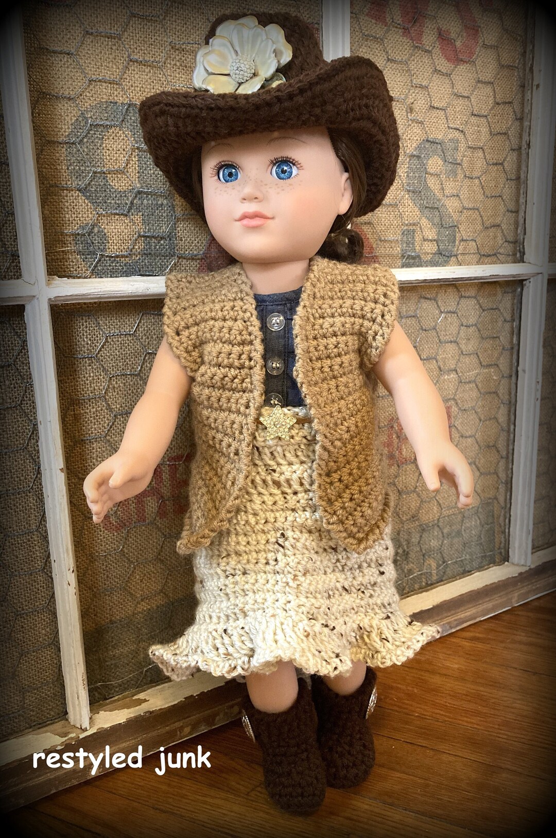 Crochet Pattern: Cowgirl Hat, Vest, Cowboy Boots, High/low Prairie ...