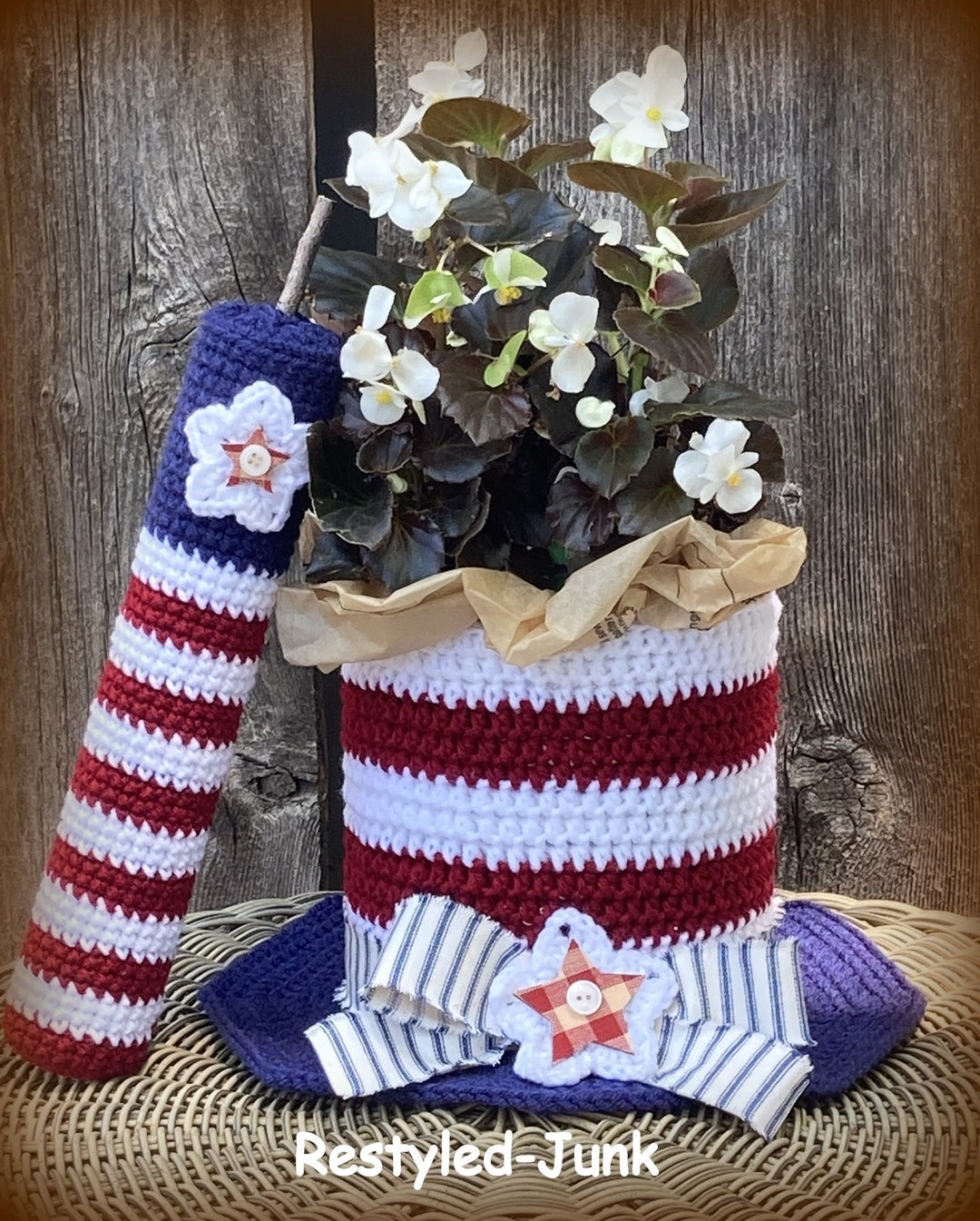 Crochet Uncle Sam Hat and Firecracker Centerpiece Pattern, Instant ...