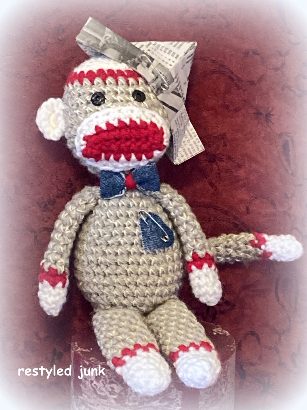 Crochet Mini Sock Monkey Pattern, Instant Download PDF, Crochet Pattern ...