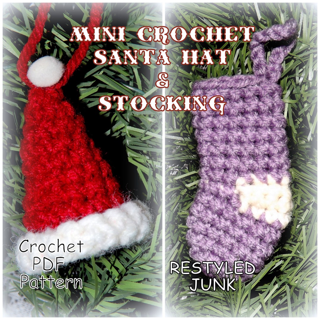 Mini Crochet Santa Hat and Stocking Pattern, Instant Download PDF ...
