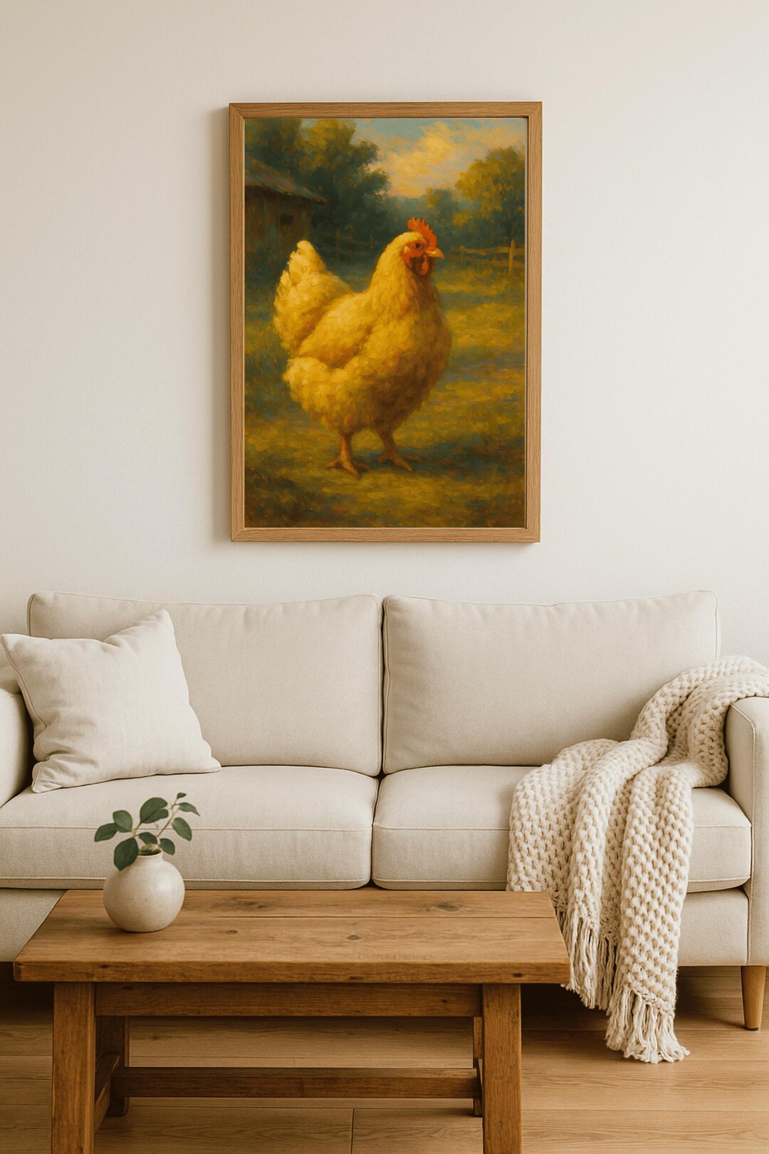 Buff Orpington Chicken Oil Painting Print Rustic Farmhouse Wall Art ...