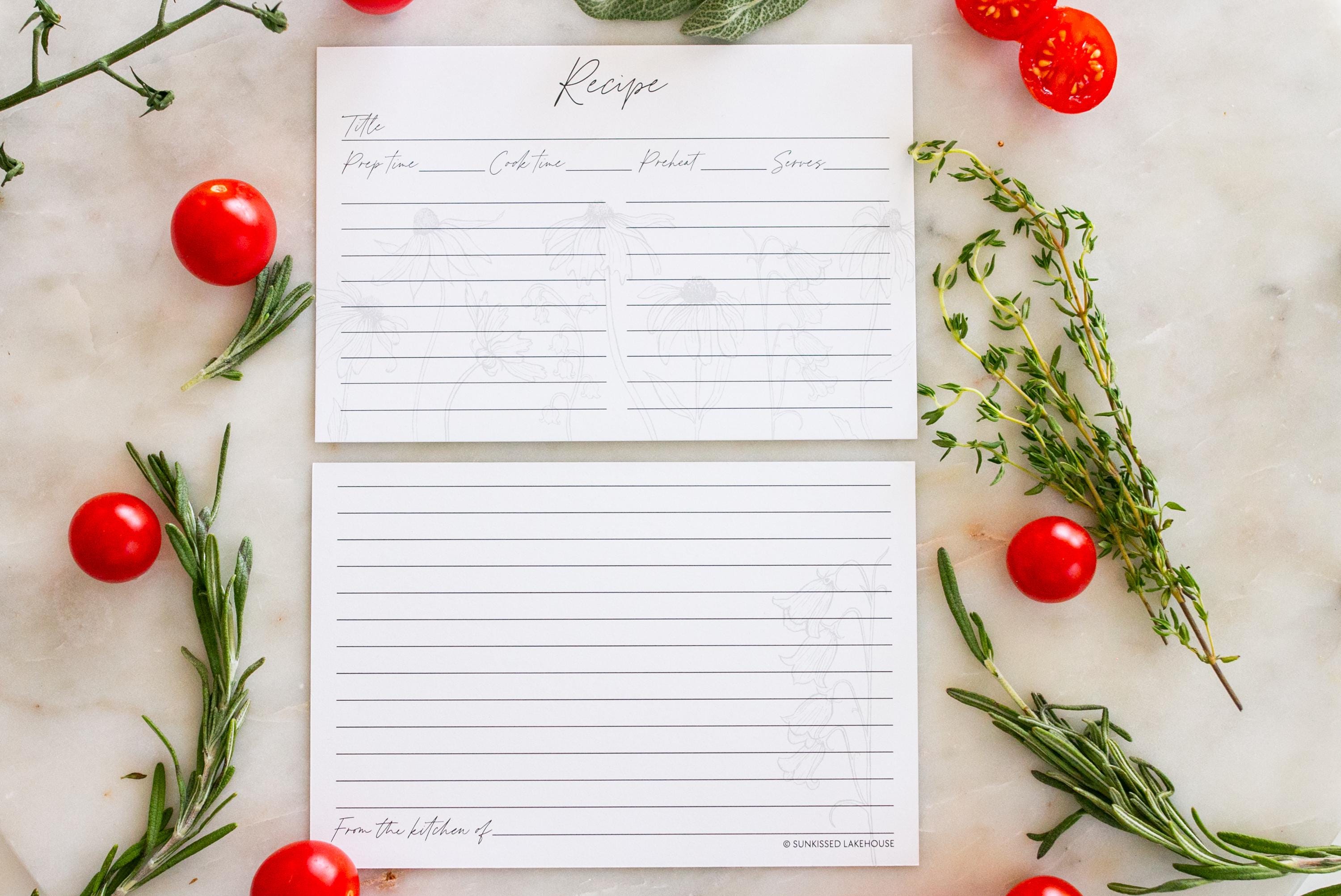 Recipe Cards Set of 50 4x6 Cards as Kitchen Organizer Bridal Shower ...
