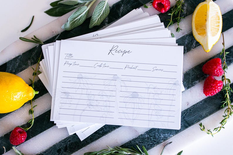 Recipe Cards Set of 50 4x6 Cards as Kitchen Organizer Bridal Shower ...