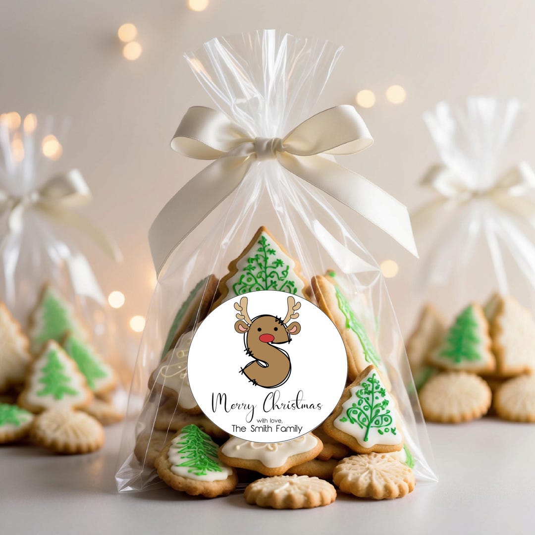 PRINTED Rudolph Reindeer Gift Tags Sticker Label Personalized Christmas ...