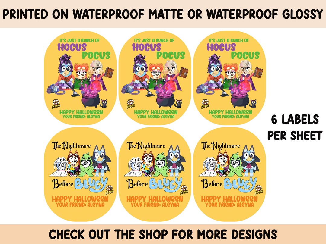 Set of 6 Halloween Labels Pringles Chips Label Sticker Personalized ...