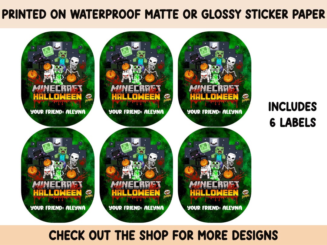 Set of 6 Halloween Labels Pringles Chips Label Sticker Personalized ...
