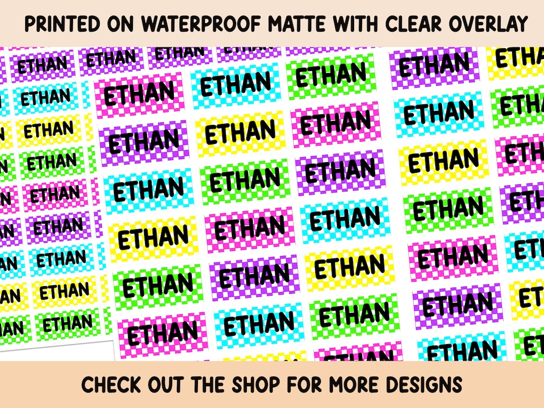 Checker Neon Stickers Waterproof Clear Overlay School Supplies, Back to ...