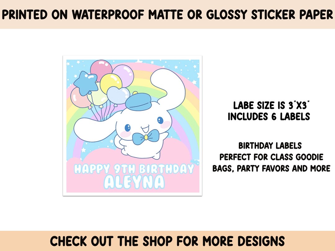 Square Happy Birthday Labels Personalized Stickers Birthday Labels ...