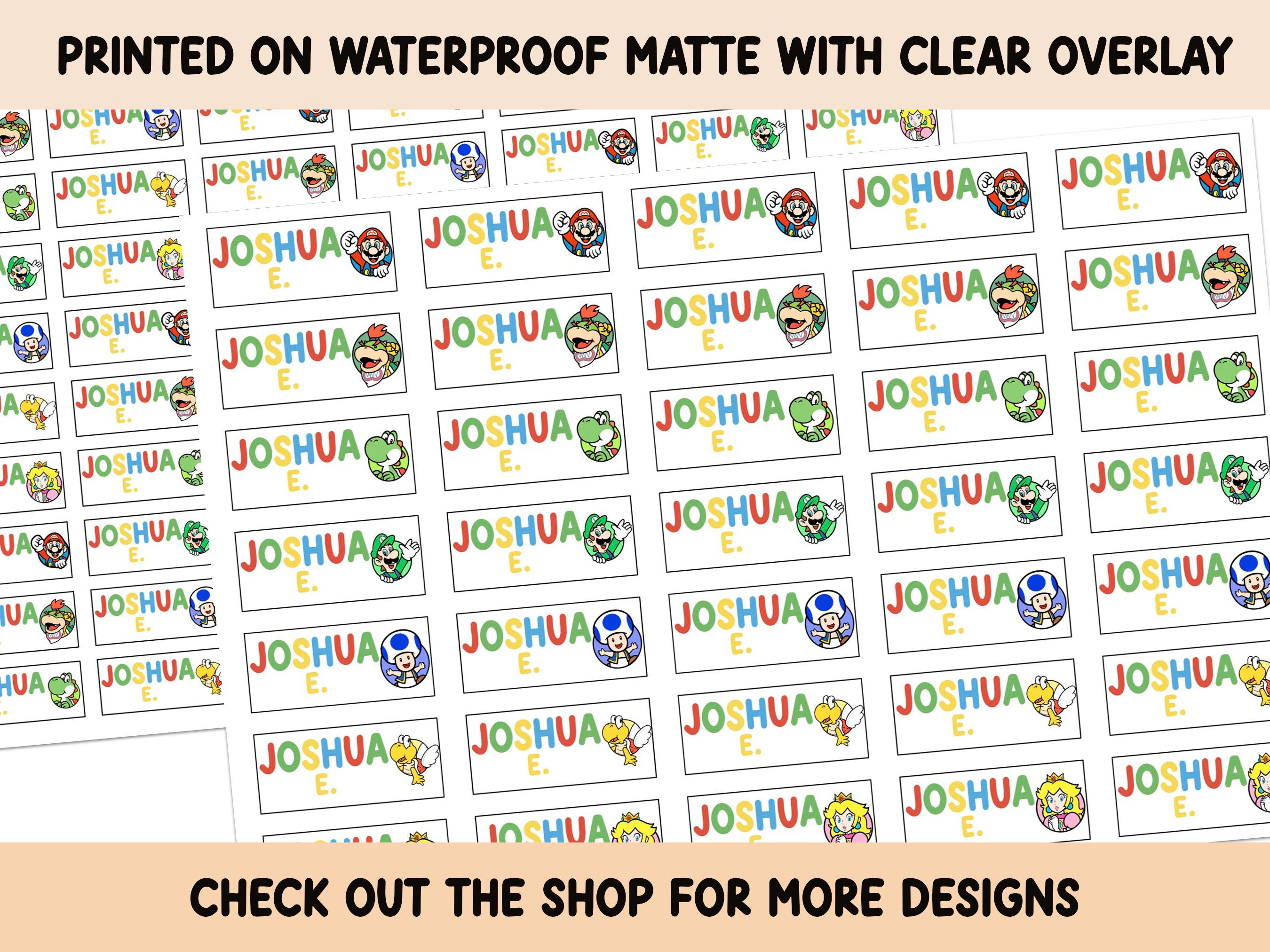 Gamer Stickers Waterproof Clear Overlay School Supplies, Super Mario ...