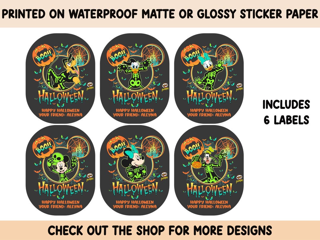 Set of 6 Halloween Labels Pringles Chips Label Sticker Personalized ...