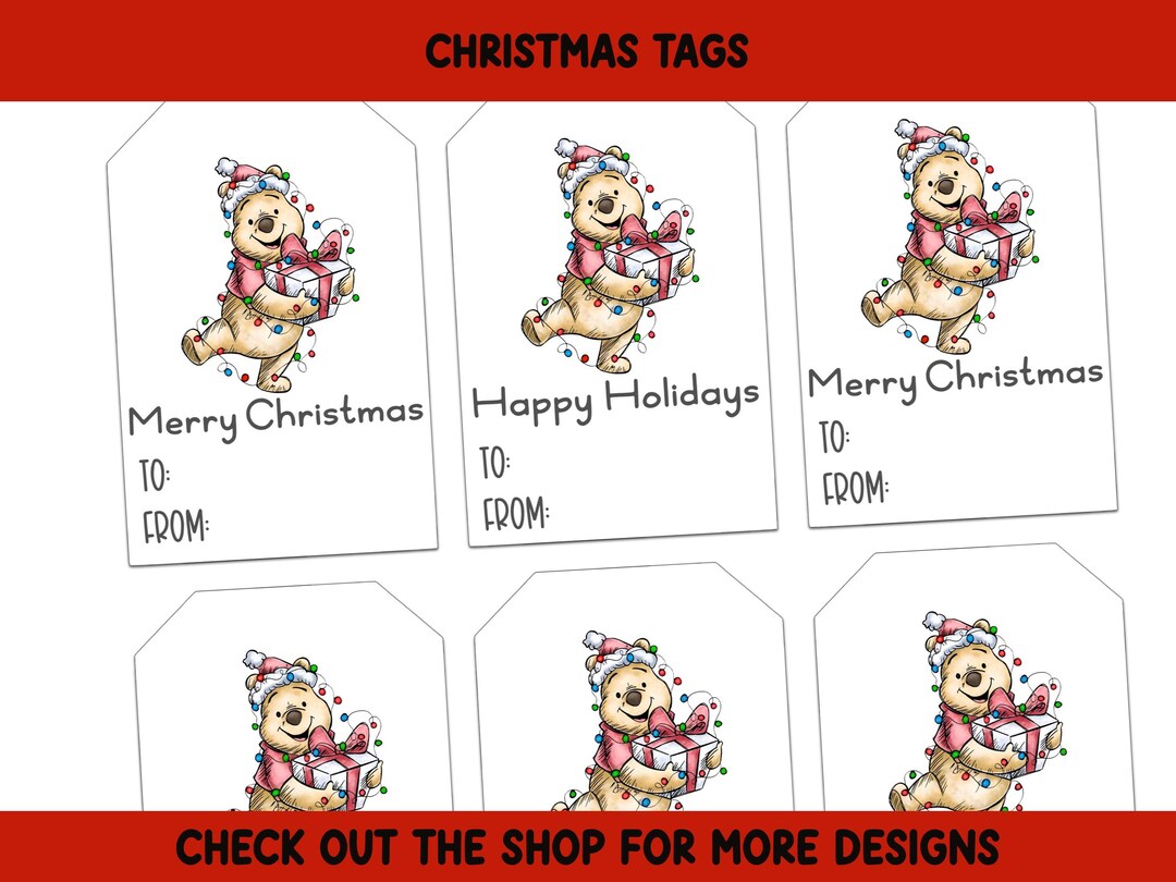 PRINTED Bear Honey Gift Tags Sticker Label Personalized Christmas ...