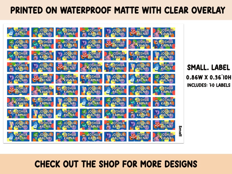 Emotions Feelings Inside Out Characters Waterproof Clear Overlay School ...