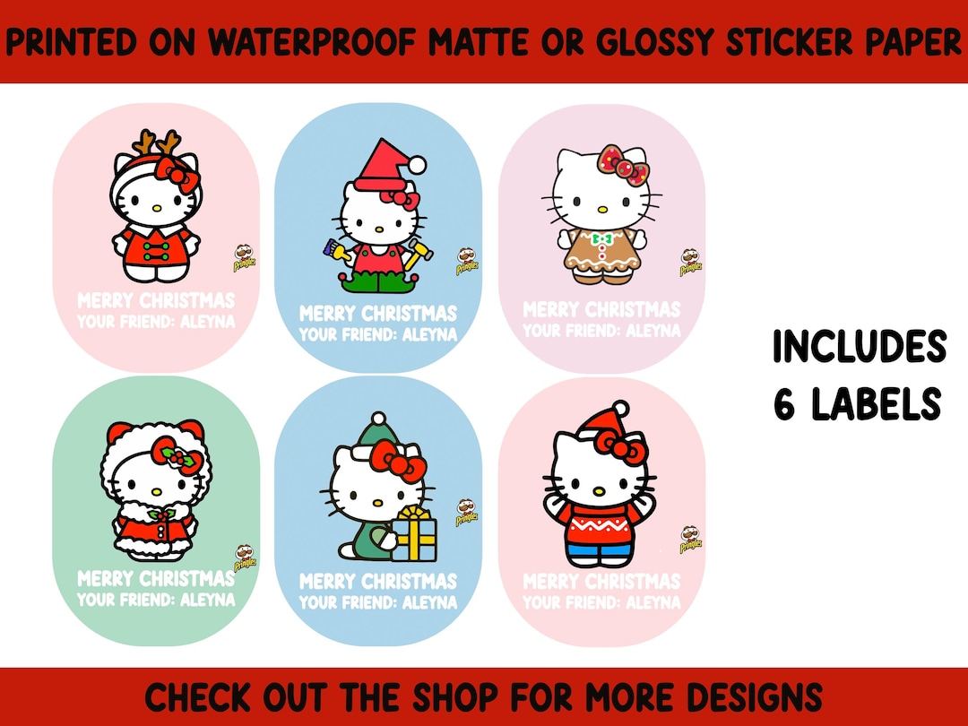 Set of 6 Christmas Labels Pringles Chips Label Sticker Personalized ...