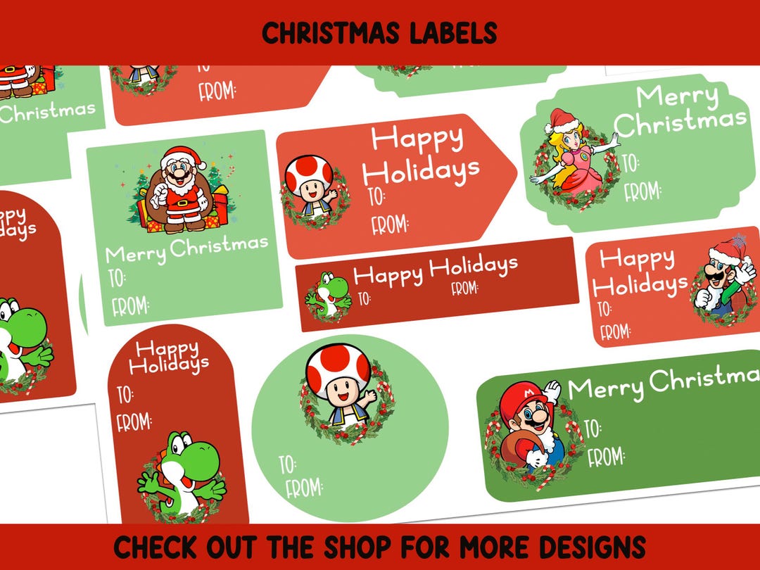PRINTED Gaming Brothers Gift Tags Sticker Label Personalized Christmas ...