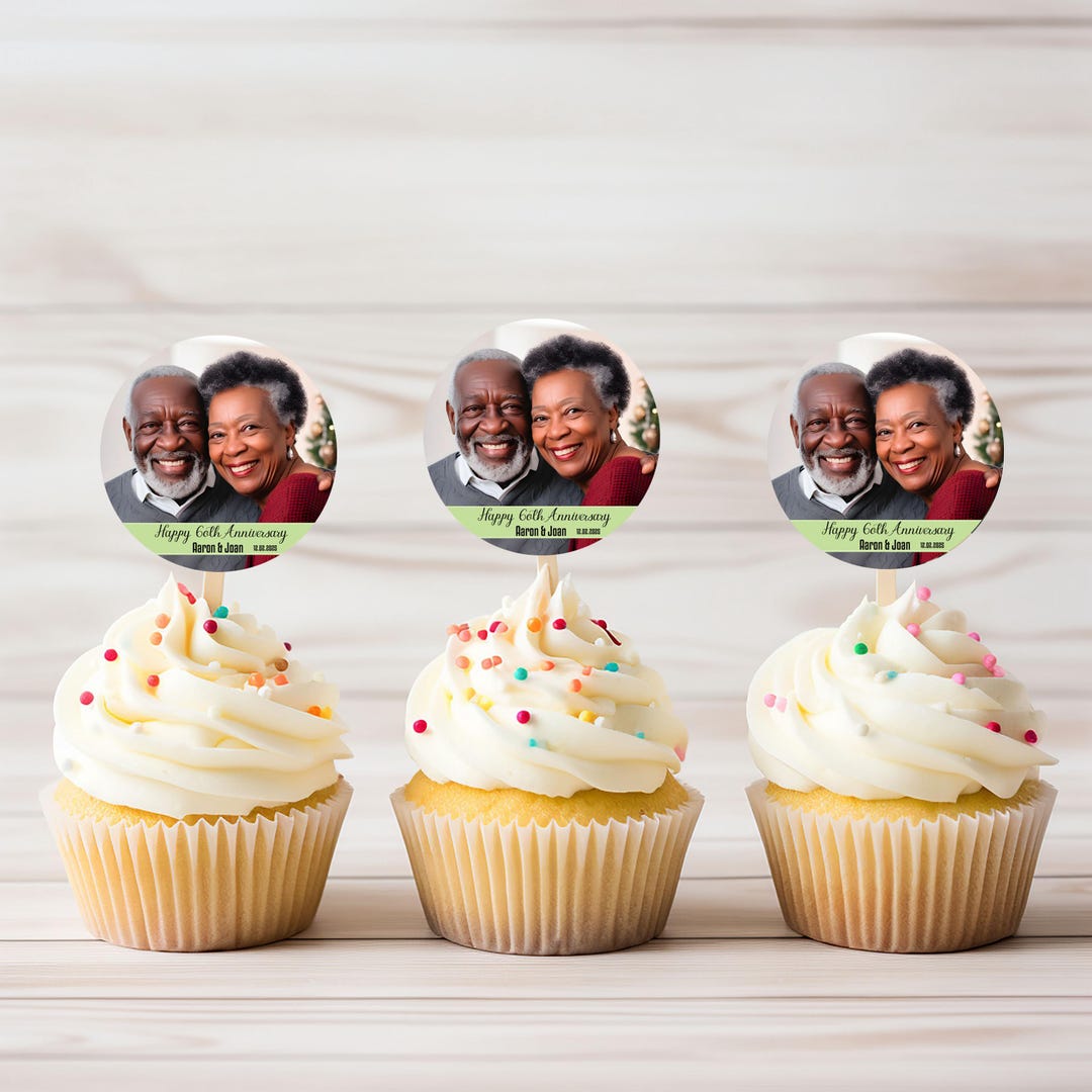 Anniversary Cupcake Topper /custom Photo/ Anniversary Treats /birthday ...
