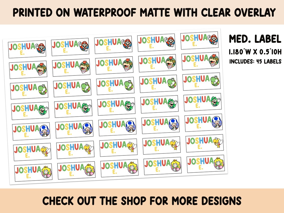 Gamer Stickers Waterproof Clear Overlay School Supplies, Super Mario ...