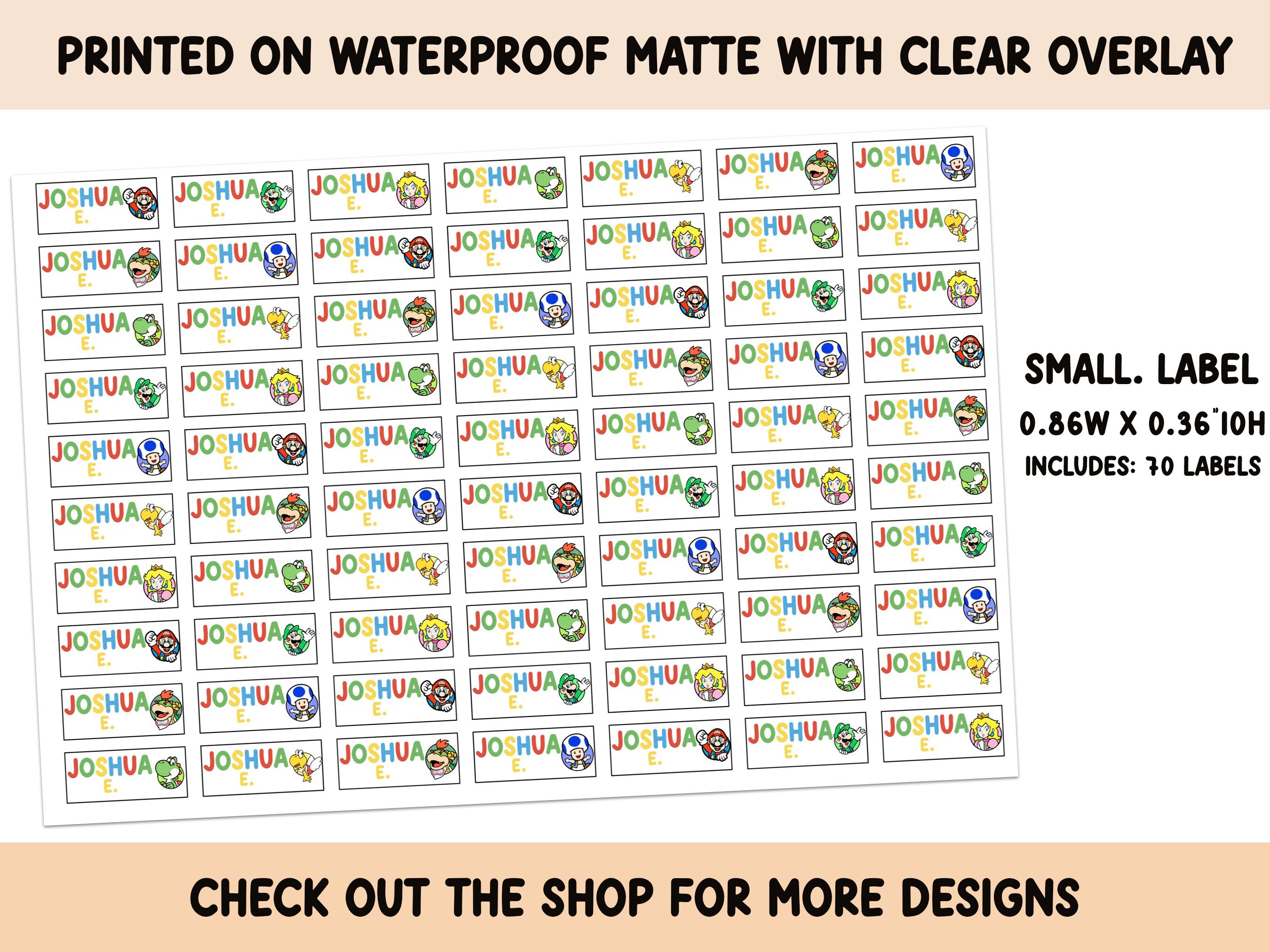 Gamer Stickers Waterproof Clear Overlay School Supplies, Super Mario ...