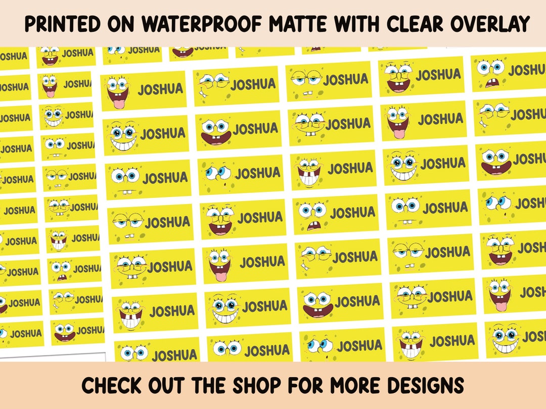 Sponge Faces Sticker Waterproof Clear Overlay School Supplies Back to ...