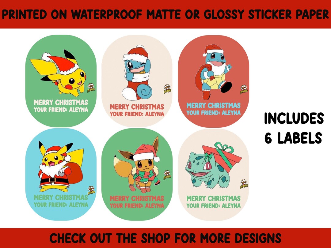 Set of 6 Christmas Labels Pringles Chips Label Sticker Personalized ...