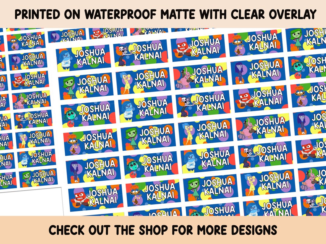 Emotions Feelings Inside Out Characters Waterproof Clear Overlay School ...