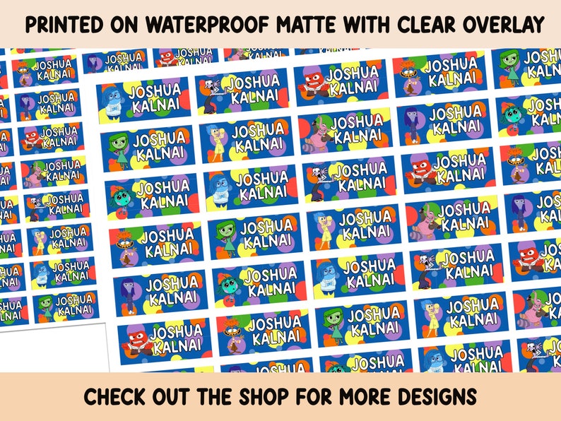 Emotions Feelings Inside Out Characters Waterproof Clear Overlay School ...