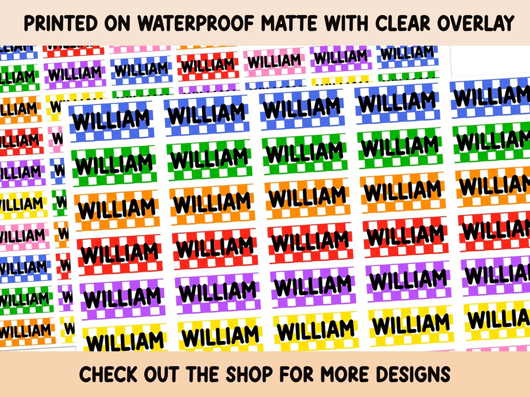 Checker Bright Rainbow Sticker Waterproof Clear Overlay School Supplies ...