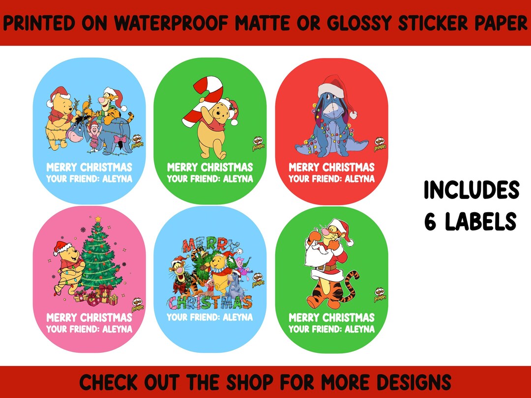 Set of 6 Christmas Labels Pringles Chips Label Sticker Personalized ...