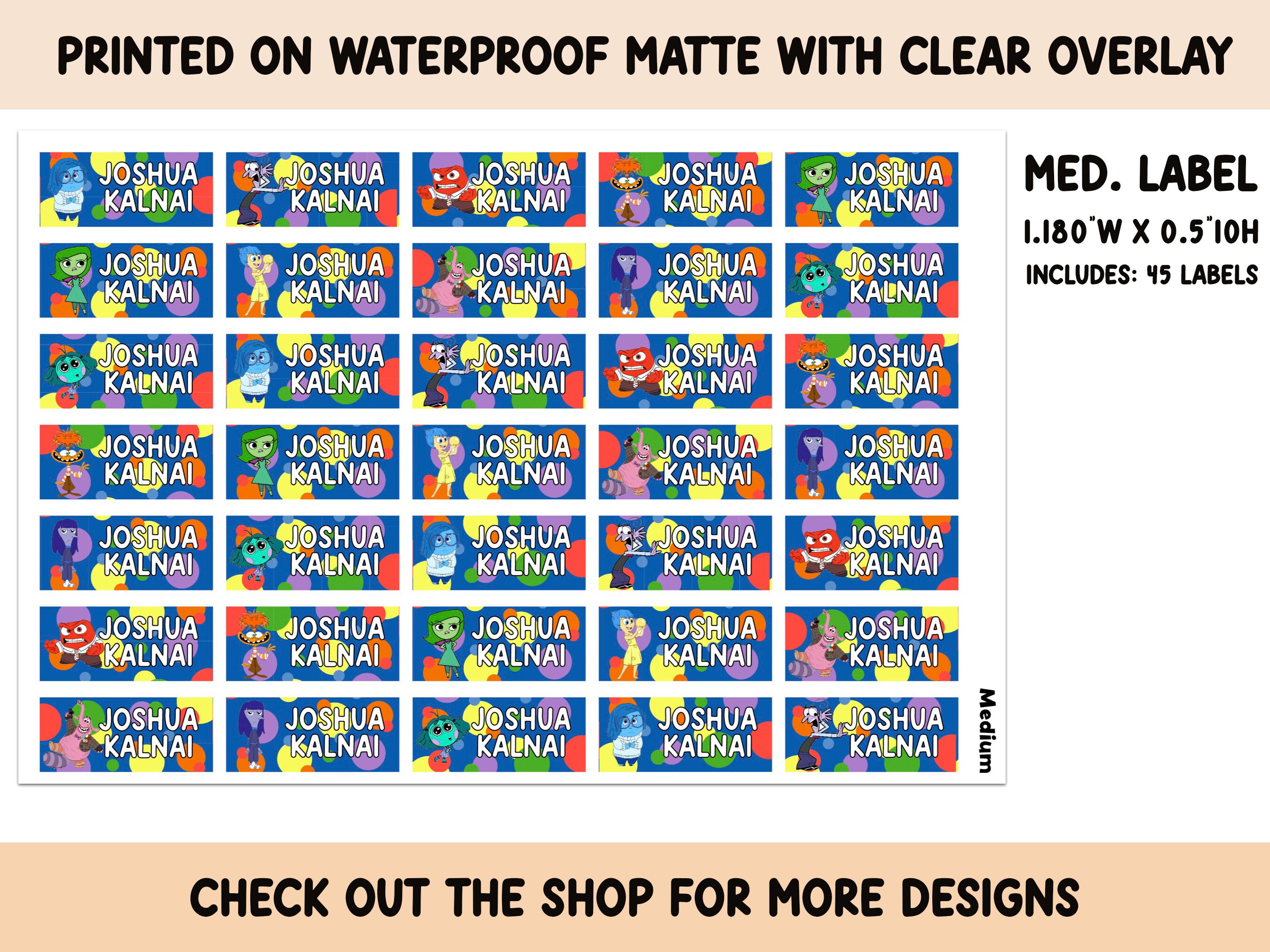 Emotions Feelings Inside Out Characters Waterproof Clear Overlay School ...