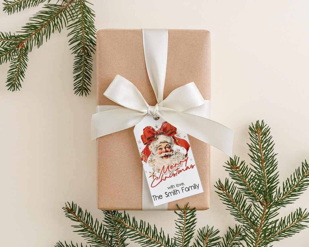 PRINTED Santa Claus Gift Tags Sticker Label Personalized Christmas ...