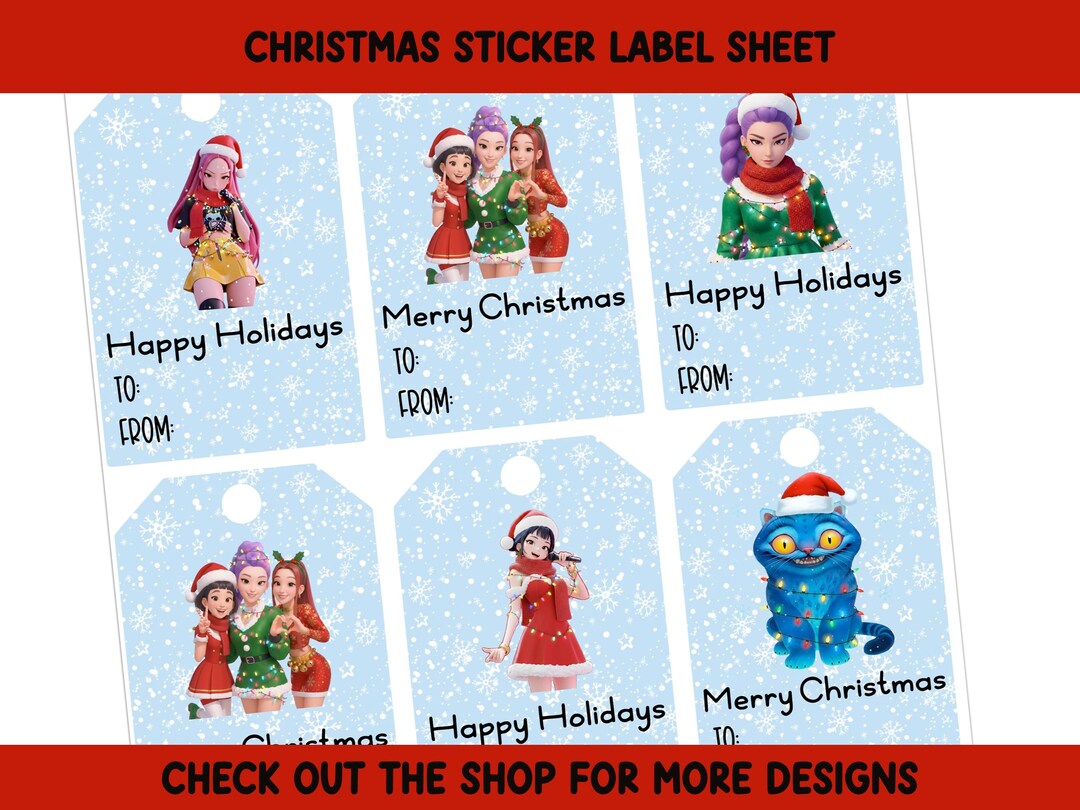 PRINTED Huntrix Gift Tags Sticker Label Personalized Christmas Printed ...