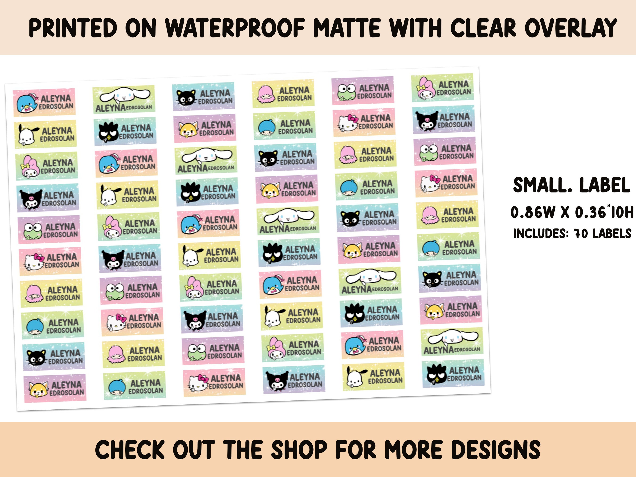 Kawaii Cat & Friends Sticker Waterproof Clear Overlay School Supplies ...