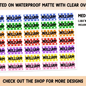 Checker Bright Rainbow Sticker Waterproof Clear Overlay School Supplies ...