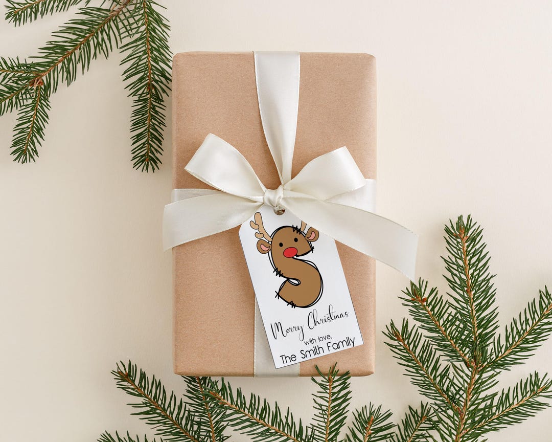 PRINTED Rudolph Reindeer Gift Tags Sticker Label Personalized Christmas ...