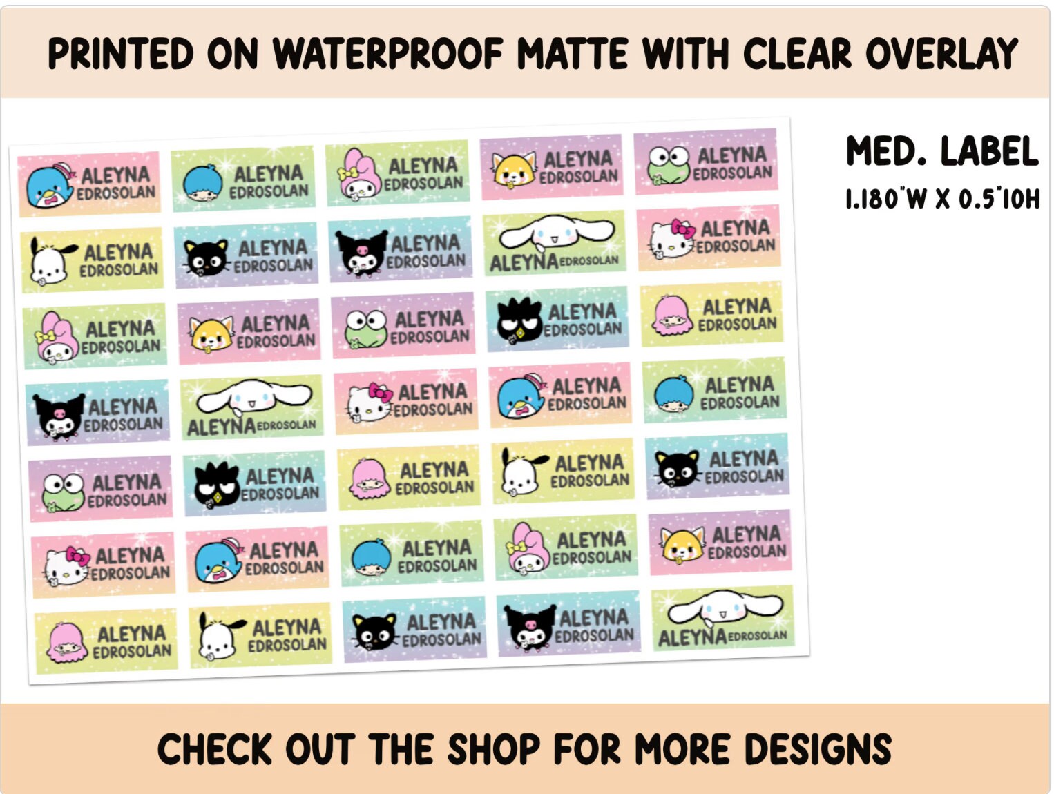 Kawaii Cat & Friends Sticker Waterproof Clear Overlay School Supplies ...
