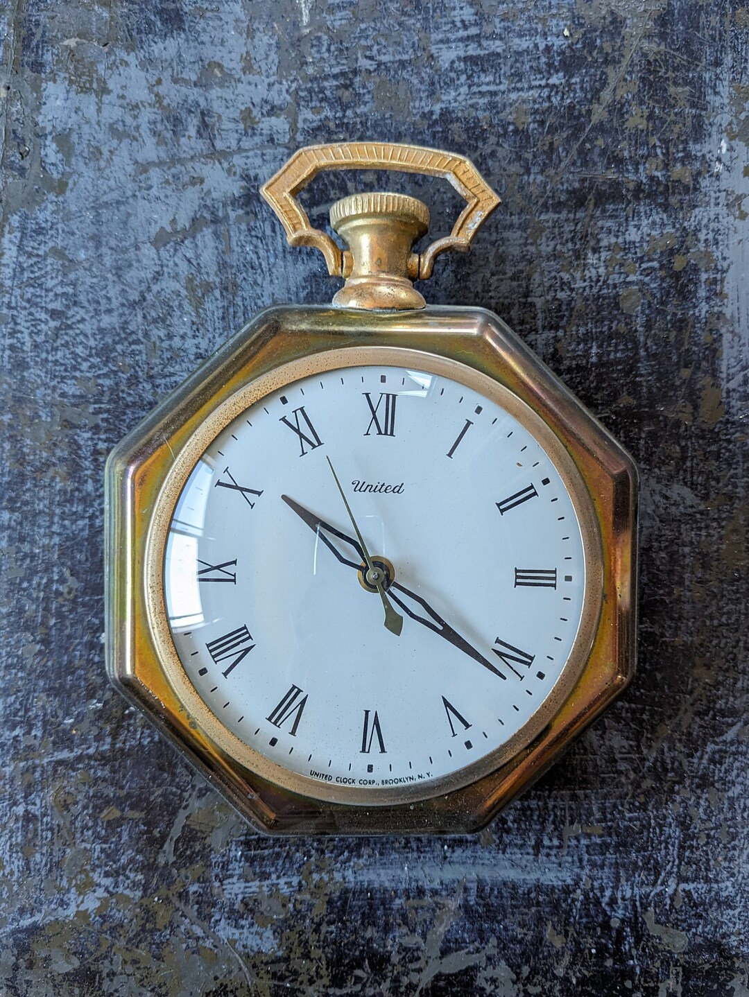 VINTAGE WALL CLOCK, Metal Octagon Pocket Watch With Convex Glass - Etsy