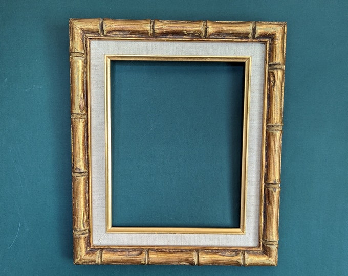 BAMBOO REGENCY FRAME Vintage Wooden Picture Frame With Gold Leaf 11 1/2 ...